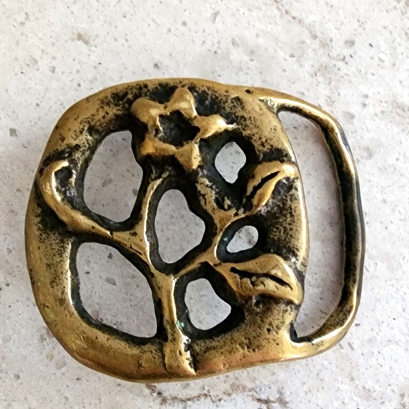 Vintage | Accessories | Vintage 7s Solid Brass Boho Hippie Daisy Floral ...